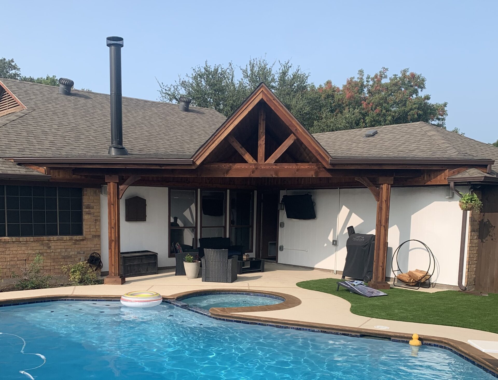 Patio Cover, Turf, Electrical, Pool Tiles, Plaster _ Turf | Texas ...