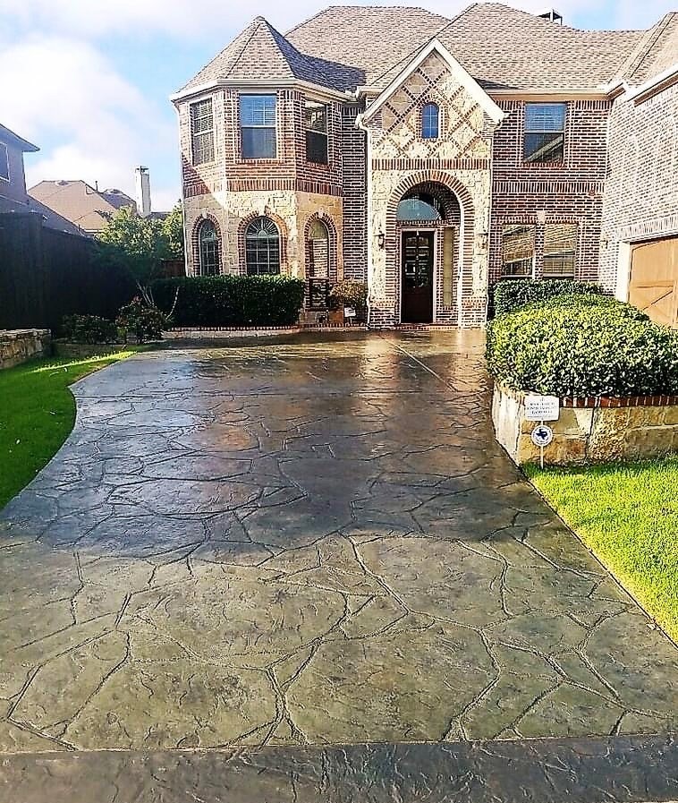 Stamp and Stain Driveway | Texas Backyard Living